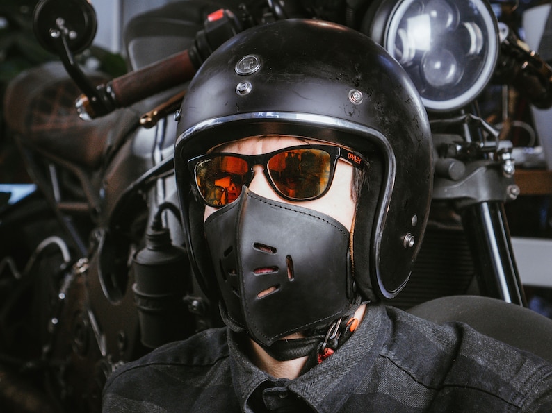 Motorcycle Gifts Motorcycle Leather Mask, Helmet Leather Mask, Cafe ...