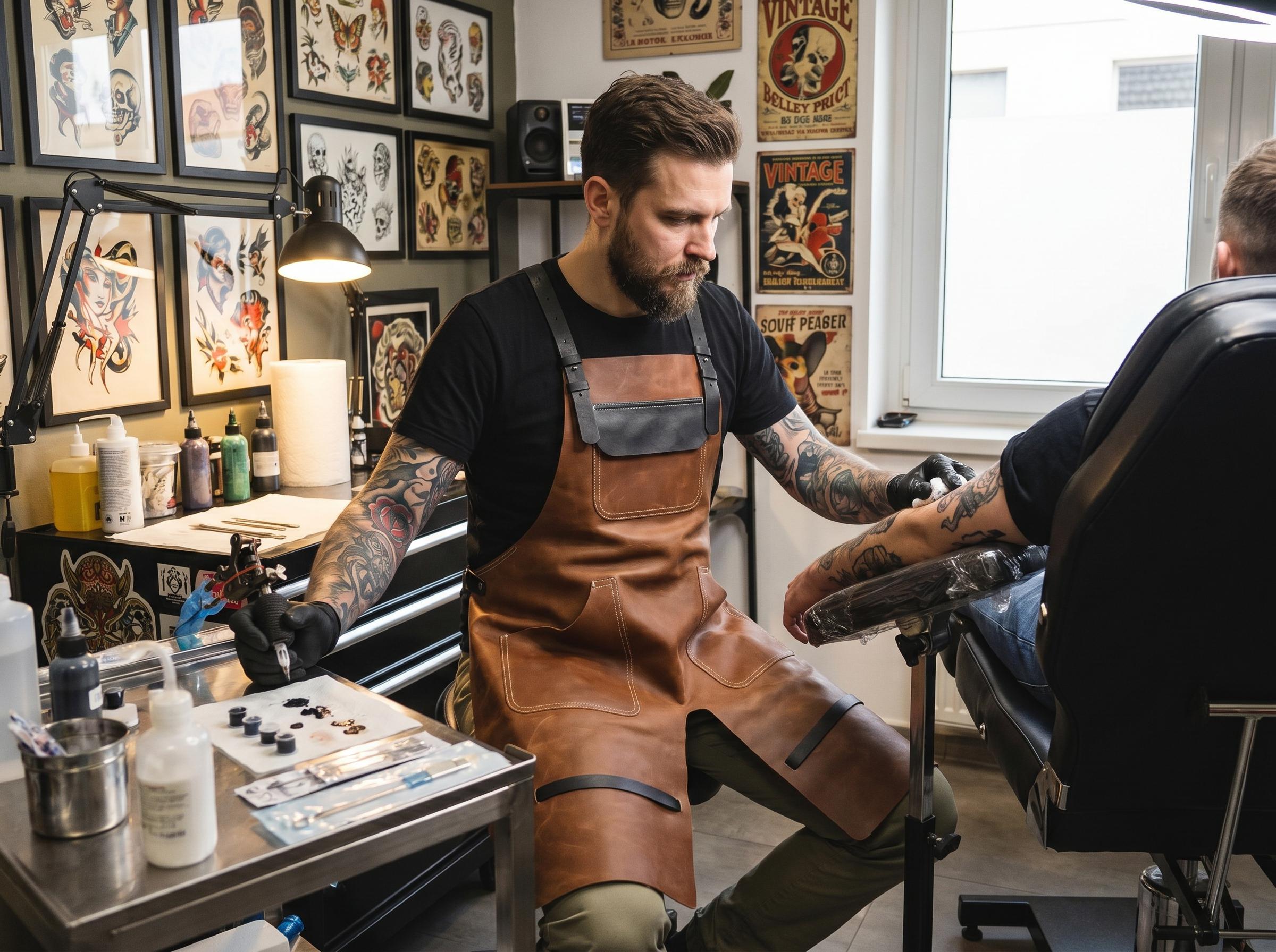 Leather Split Leg Apron, Full Grain Crazy Horse, Tattoo Artist Barber ...