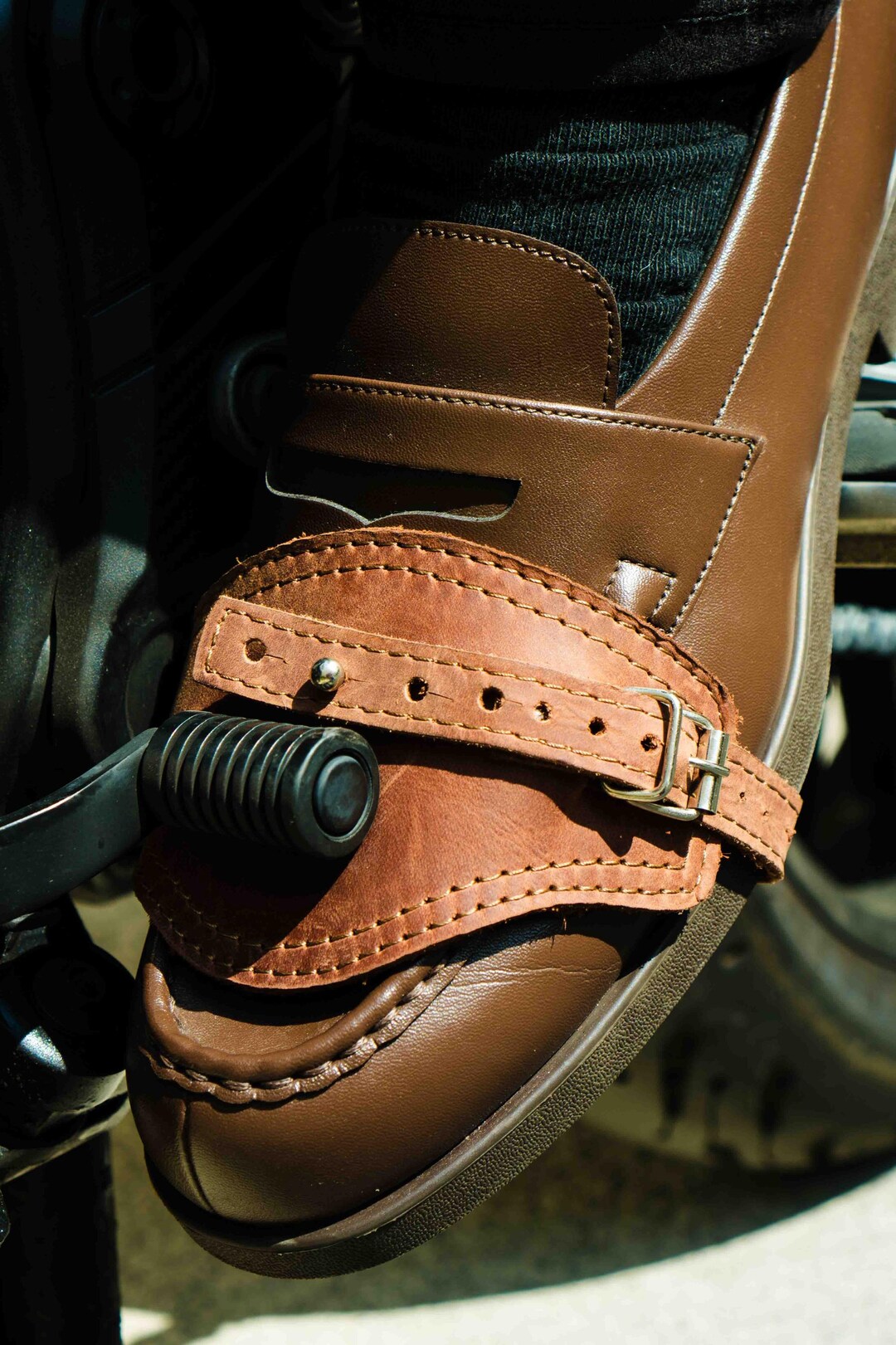 Motorcycle Leather Boot Protector - Left Boot Guard for Riders, Shifter ...