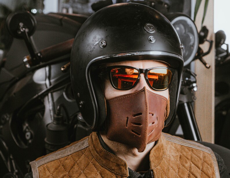 Motorcycle Gifts Motorcycle Leather Mask, Helmet Leather Mask, Cafe ...