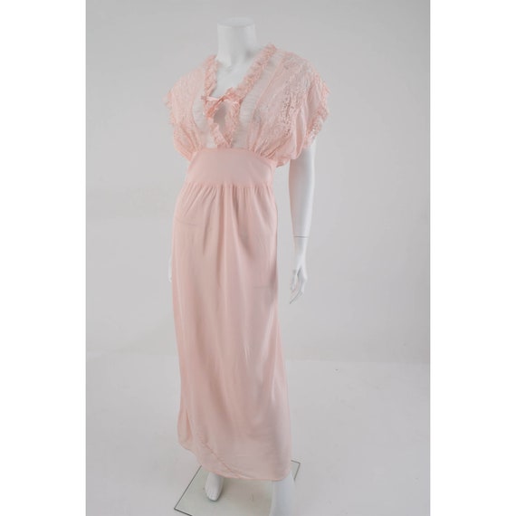 Xl 30s 40s Pink Bias Cut Rayon Nightgown 1930s 1940s… Gem