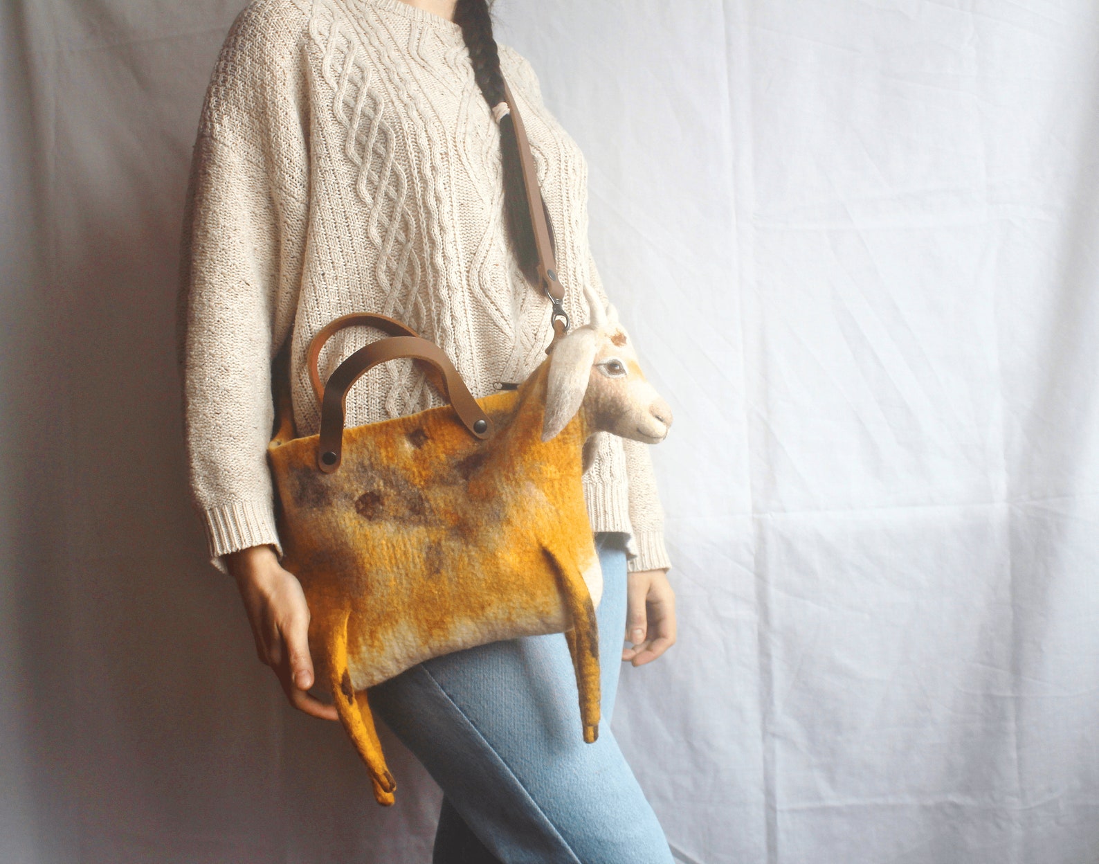 Felted Goat Bag Animal Cross Body Bag Custom Bag Photo Bag Gift for ...