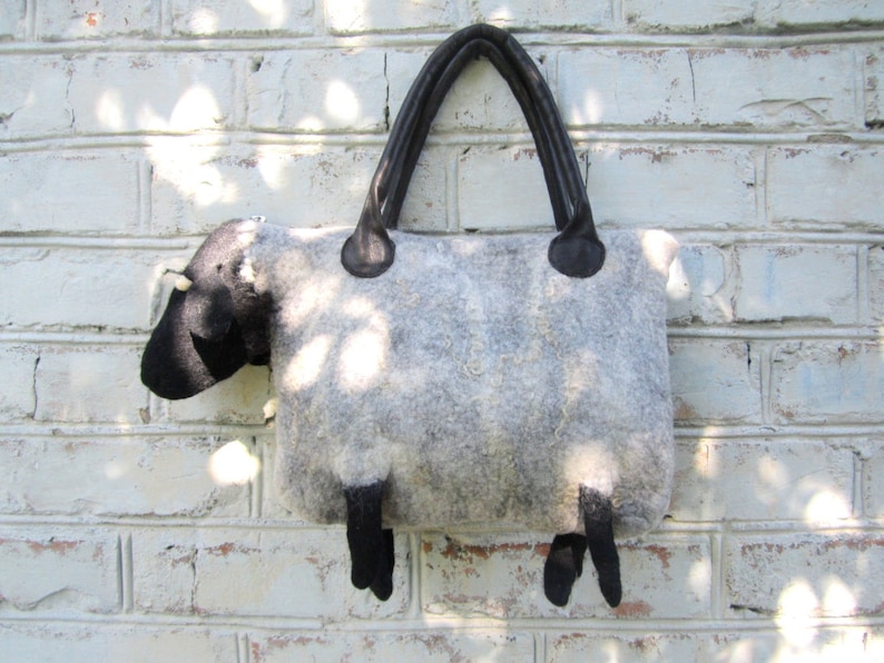 Wool Felt Tote Bag "sheep" Bag of Wooltote Baghandbag Handbagsunique ...