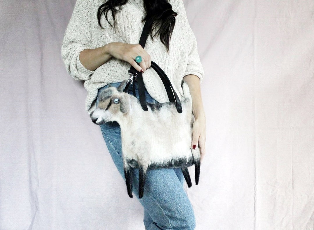Felted Goat Bag Animal Cross Body Bag Custom Bag Photo Bag - Etsy New ...