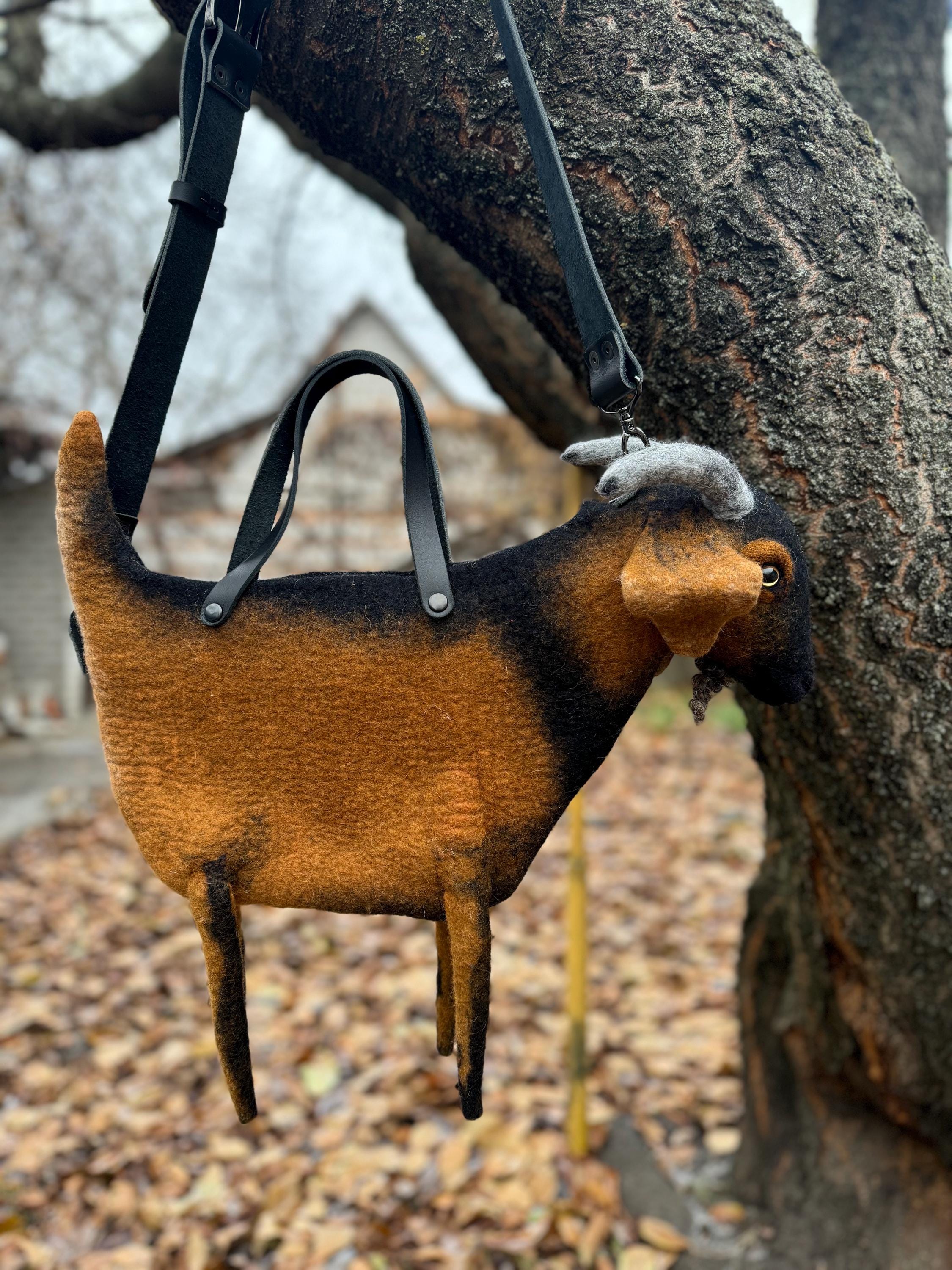 Felted Bag Goat Felted Goat Bag Animal Cross Body Bag Custom Bag Photo ...