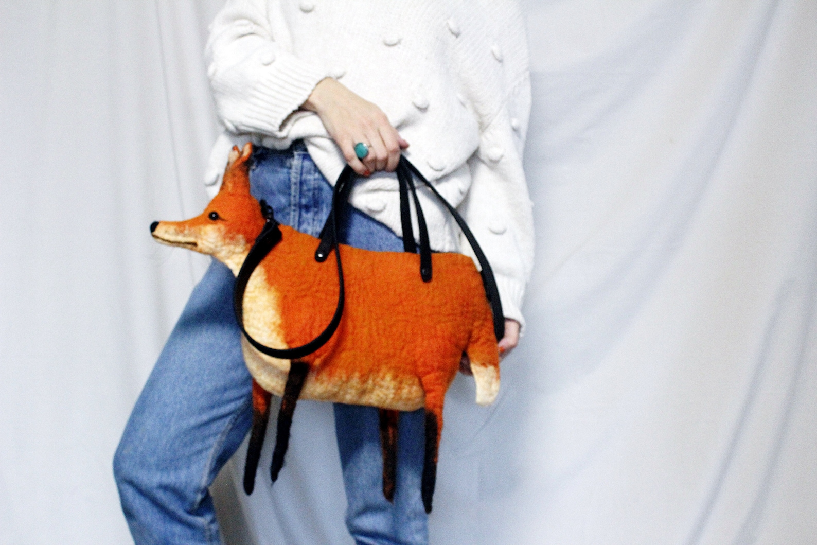 Felt Bag Fox Felted Fox Totebag Handbag Bagfox Feltedbag - Etsy