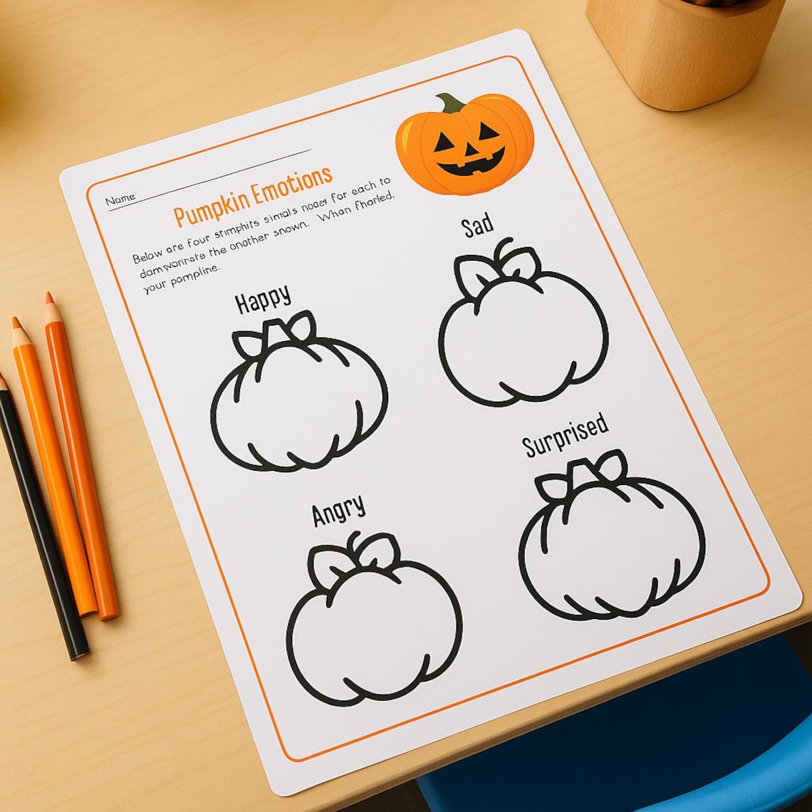 Pumpkin Emotions Worksheet: Halloween SEL Activity for Kids (PDF ...