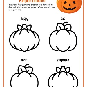 Pumpkin Emotions Worksheet: Halloween SEL Activity for Kids (PDF ...