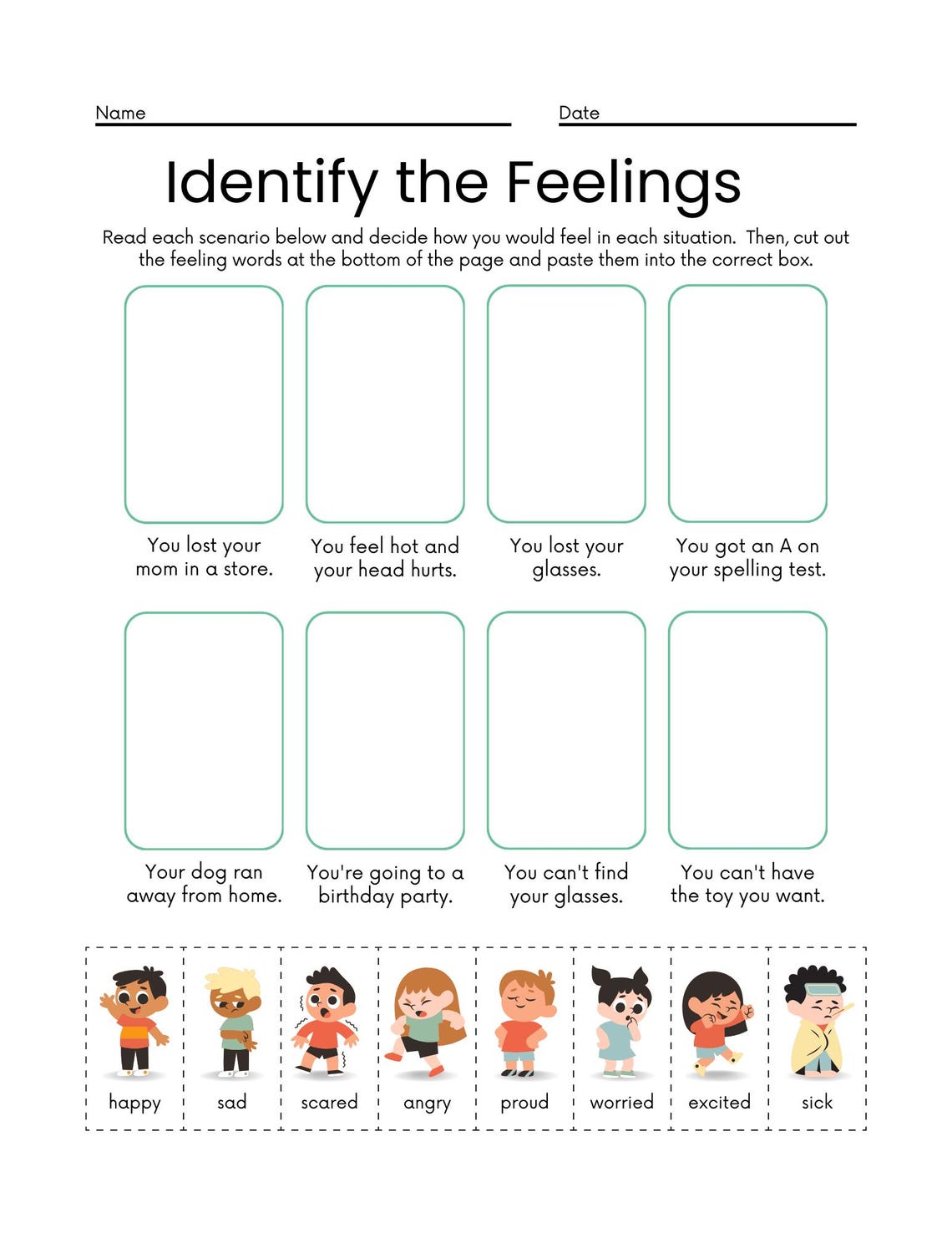 Identify the Feelings Worksheet | Kids Emotions Activity | Printable ...