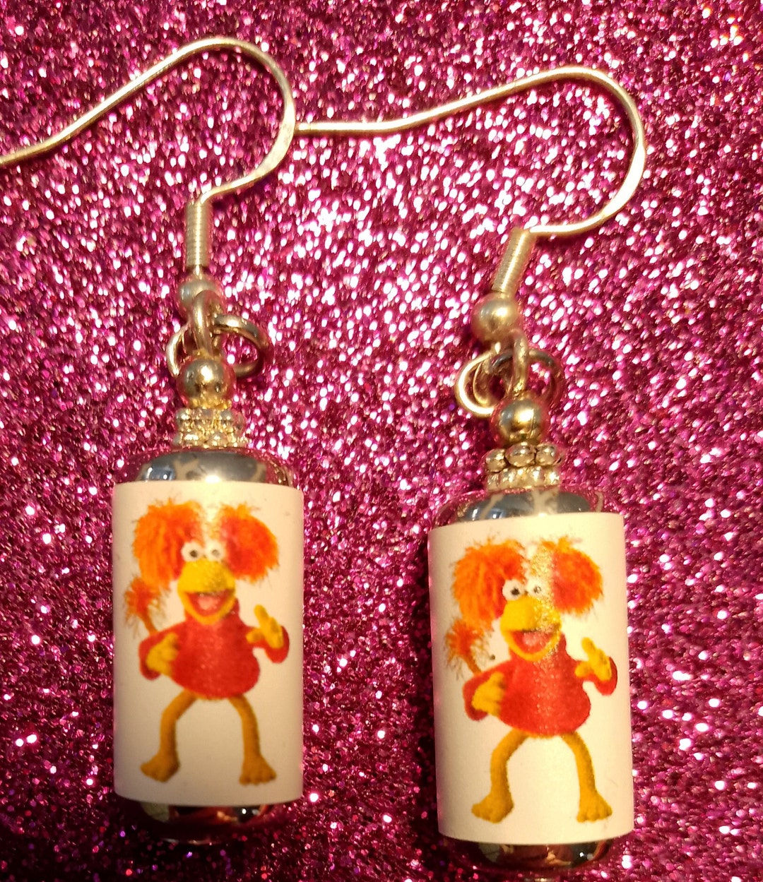 Fraggle in a Can for Fraggle Rock Fans Earrings Red Muppet Earrings W ...