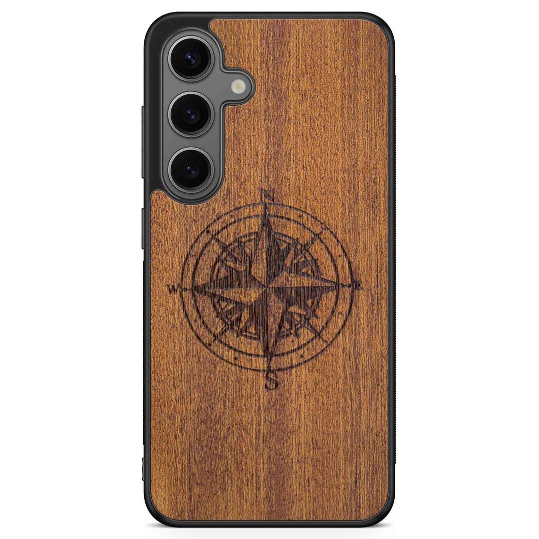 Wood Phone Case - Engraved Compass / for Samsung Phone Models / All ...