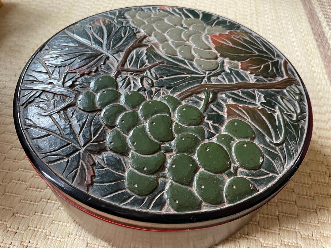Vintage Japanese URUSHI Laquer Hand Carved Artist Lidded Bowl One of a ...
