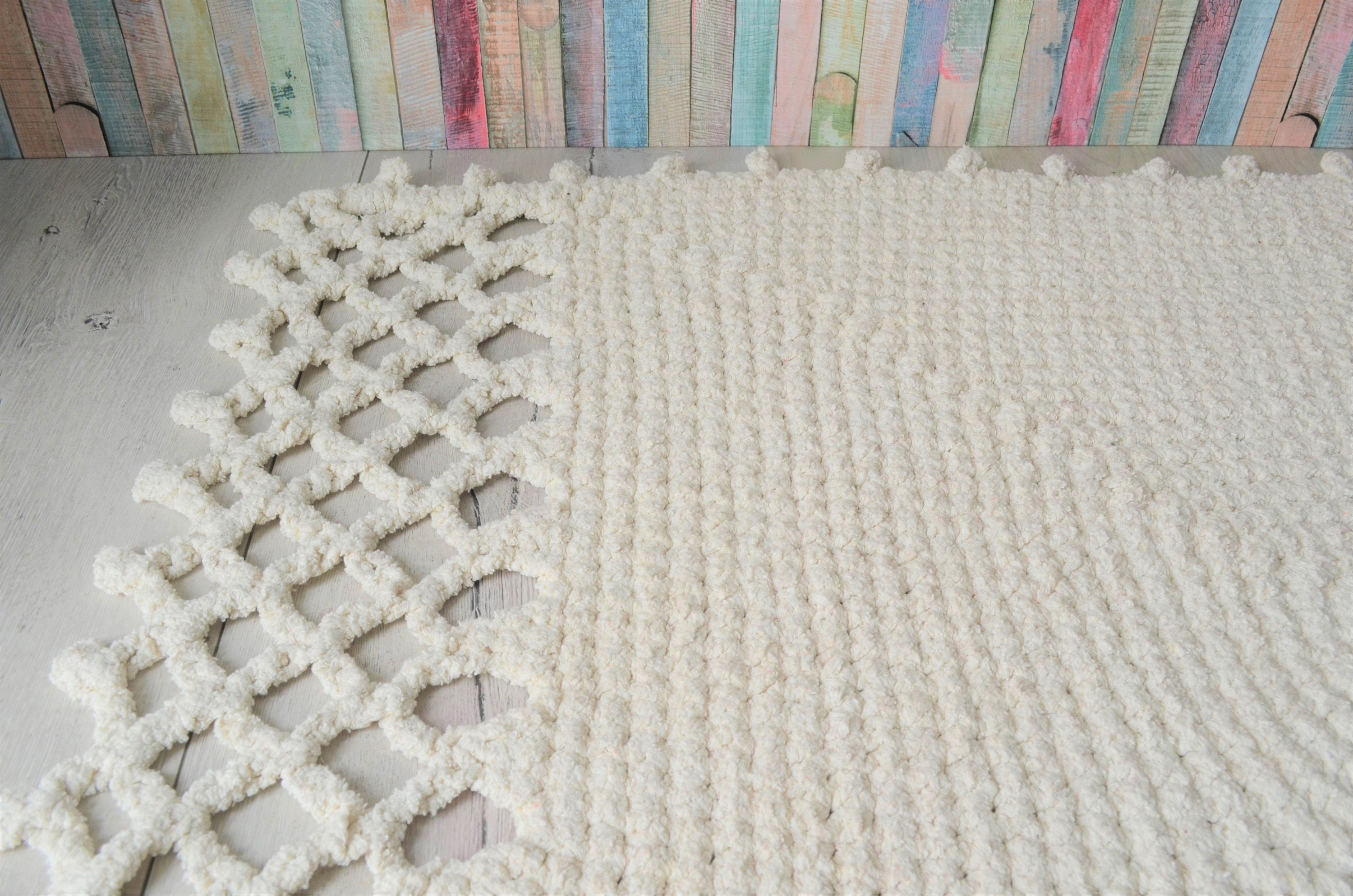 White Area Rug Crochet Square Rug Scandinavian Rug White - Etsy