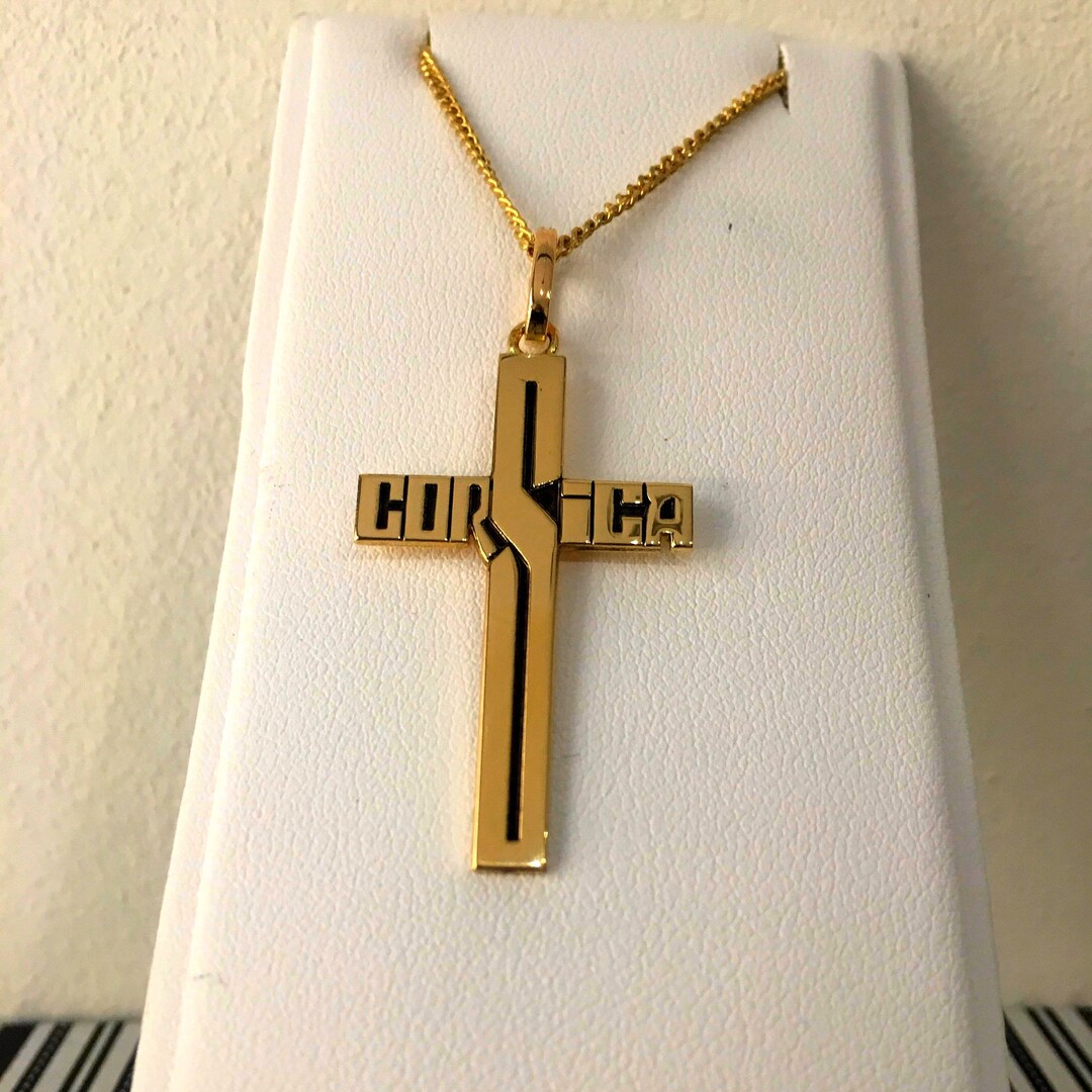 Corsica Cross Pendant in Yellow Gold 750mm (18kts) - Etsy