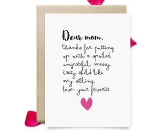 Single Mom Card Mom Thank You Card Mother's Day Card - Etsy