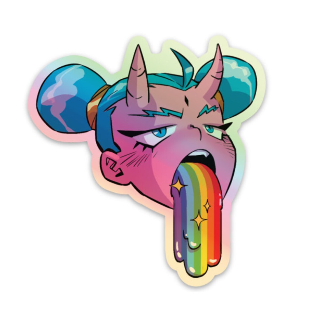 Holographic Sticker Vomited Rainbow - Etsy