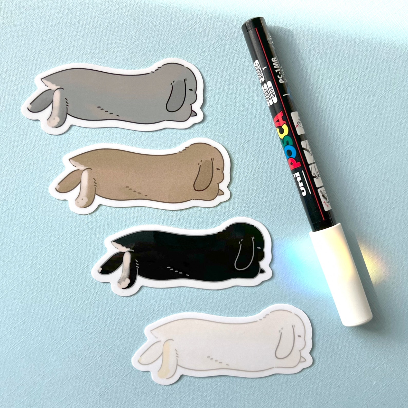Lop Bunny Sploot Sticker Waterproof Glossy Vinyl Sticker | Etsy