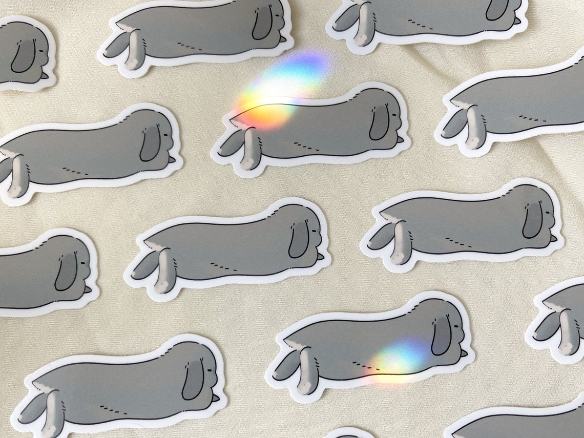 Lop Bunny Sploot Sticker Waterproof Glossy Vinyl Sticker | Etsy