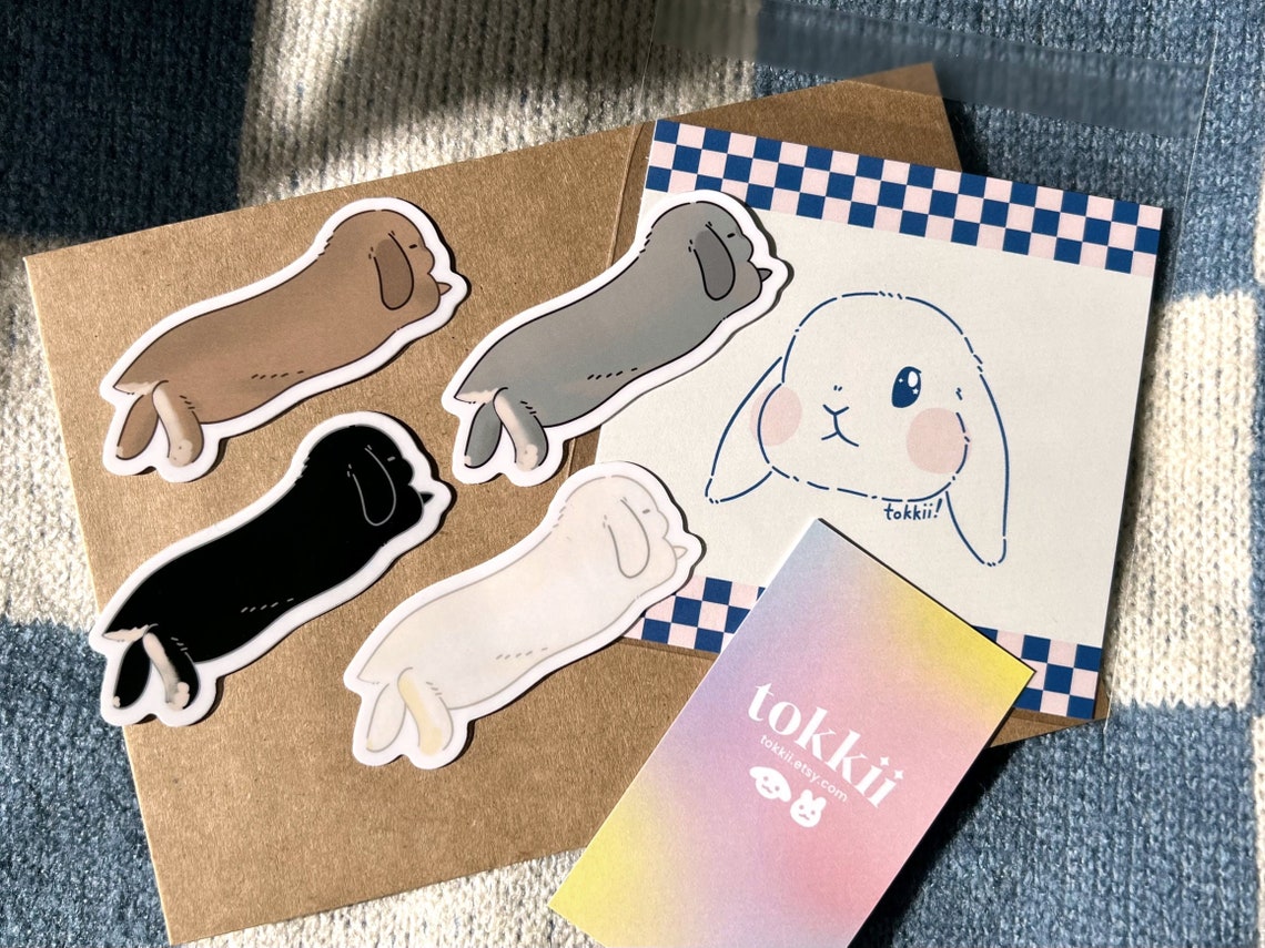 Lop Bunny Sploot Sticker Waterproof Glossy Vinyl Sticker | Etsy
