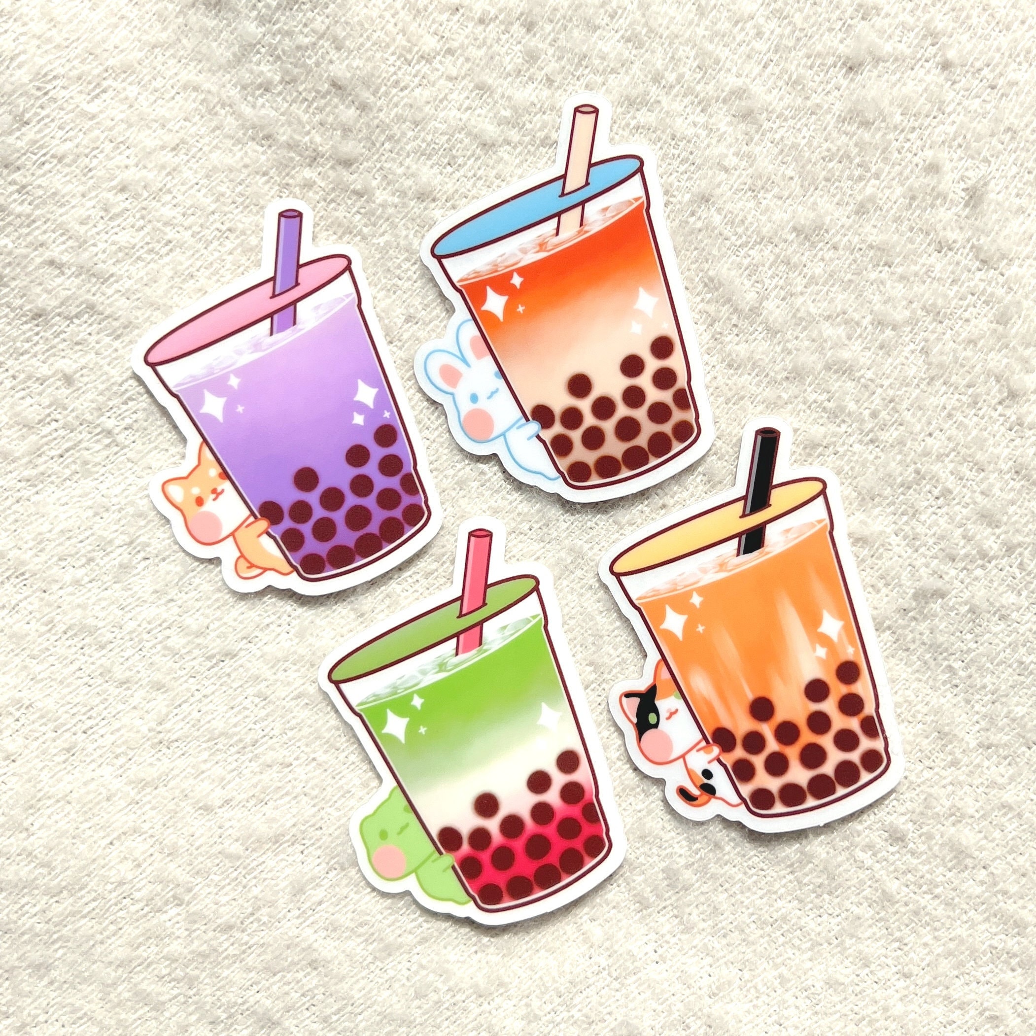 Boba Sticker Waterproof Transparent Vinyl Stickers - Etsy