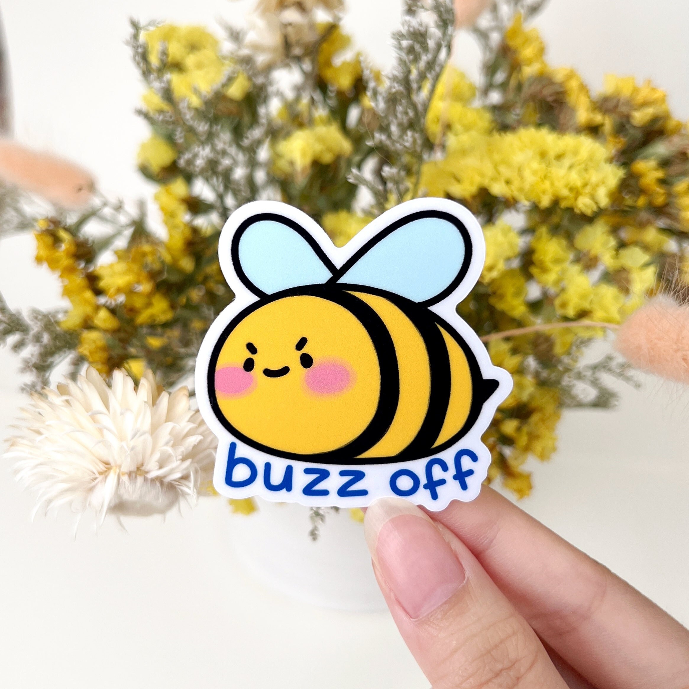 Buzz off Bee Sticker Waterproof Vinyl Sticker - Etsy