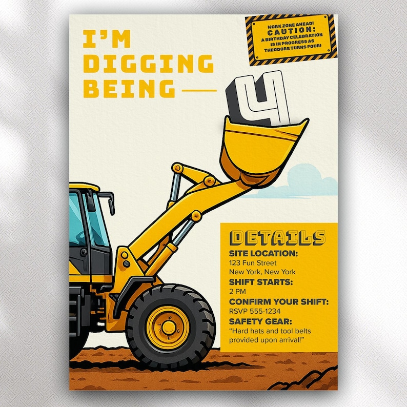Construction Birthday Invitation, Kids Dump Truck Party Invite ...