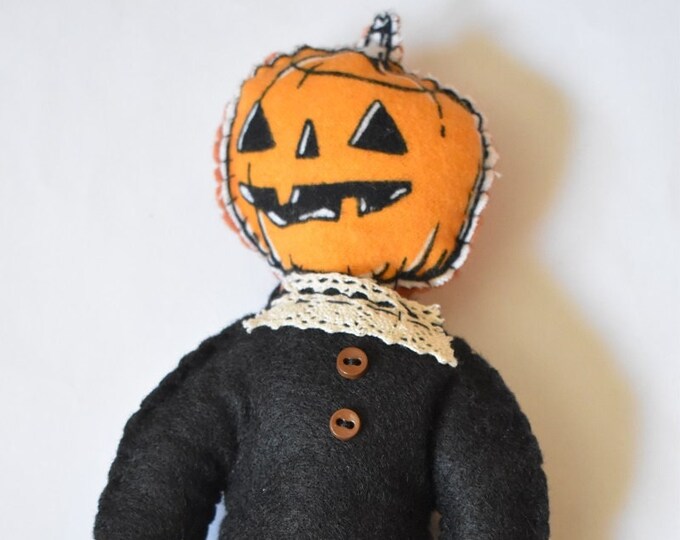 Pumpkin Girl Doll-halloween Decor-handmade Jack O Lantern Lady ...