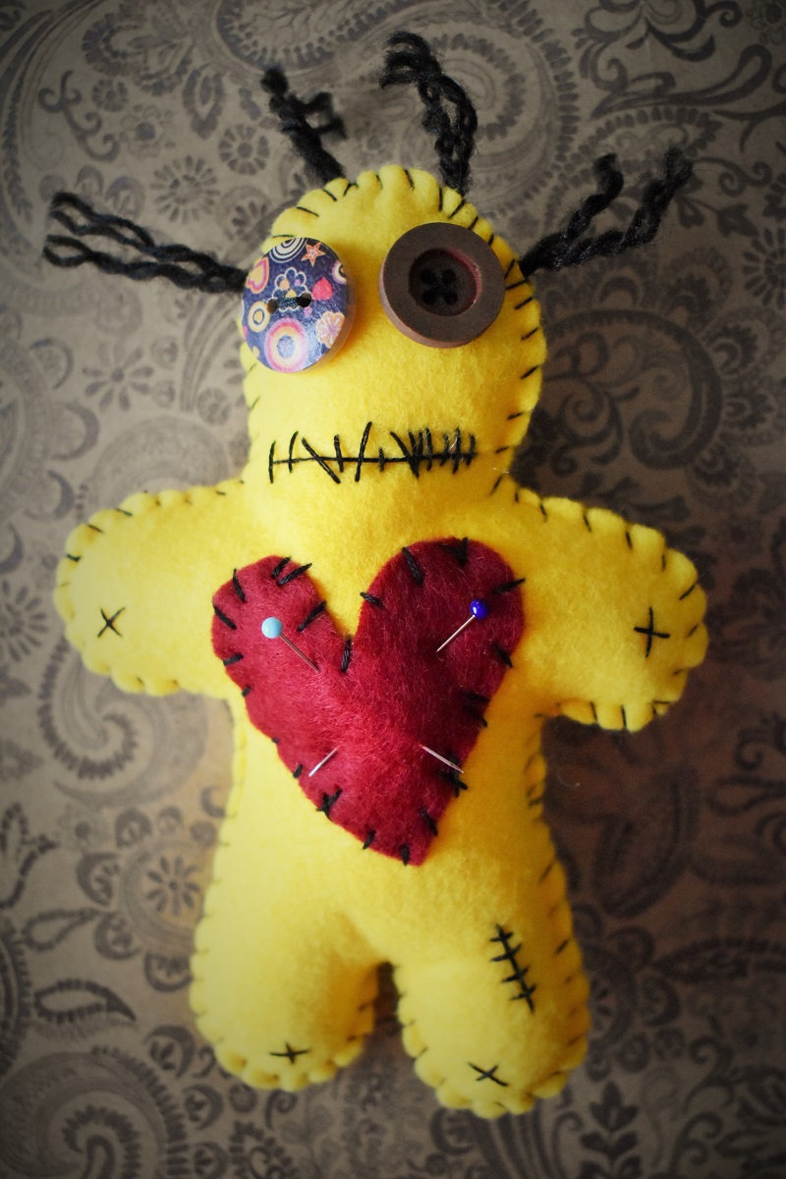 Voo Doo Doll-yellow Voodoo Doll-voodoo Plush-handmade Felt Creepy Doll ...