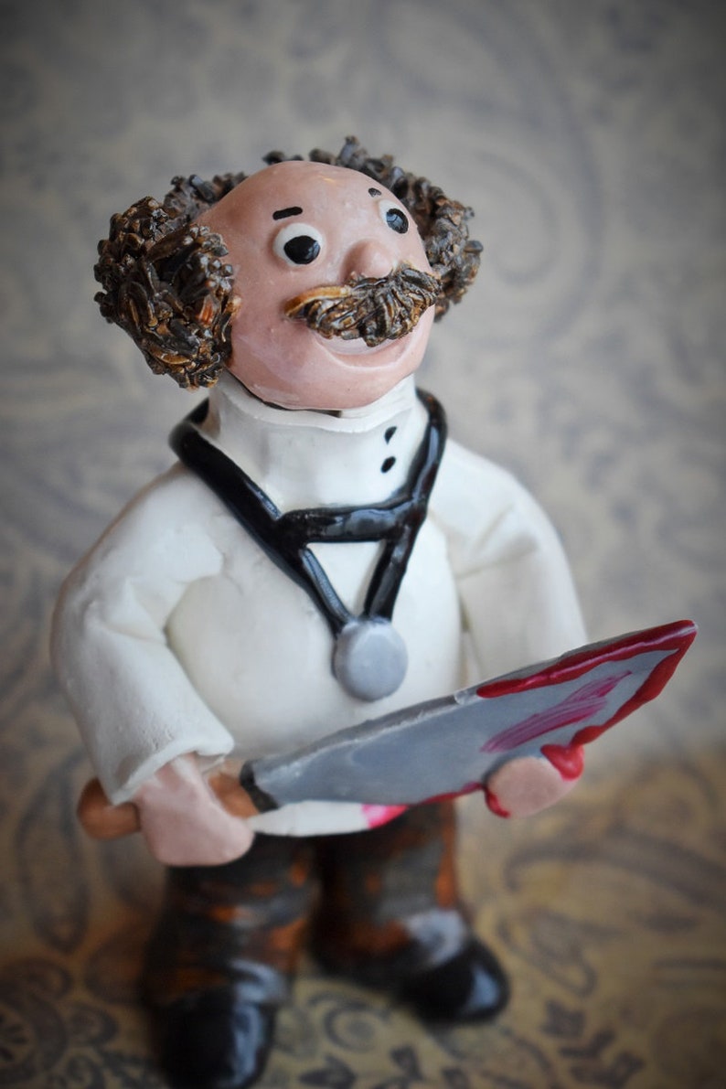 Clay Doctor Figurine-handmade Glazed Creepy Doctor-medical Decor ...