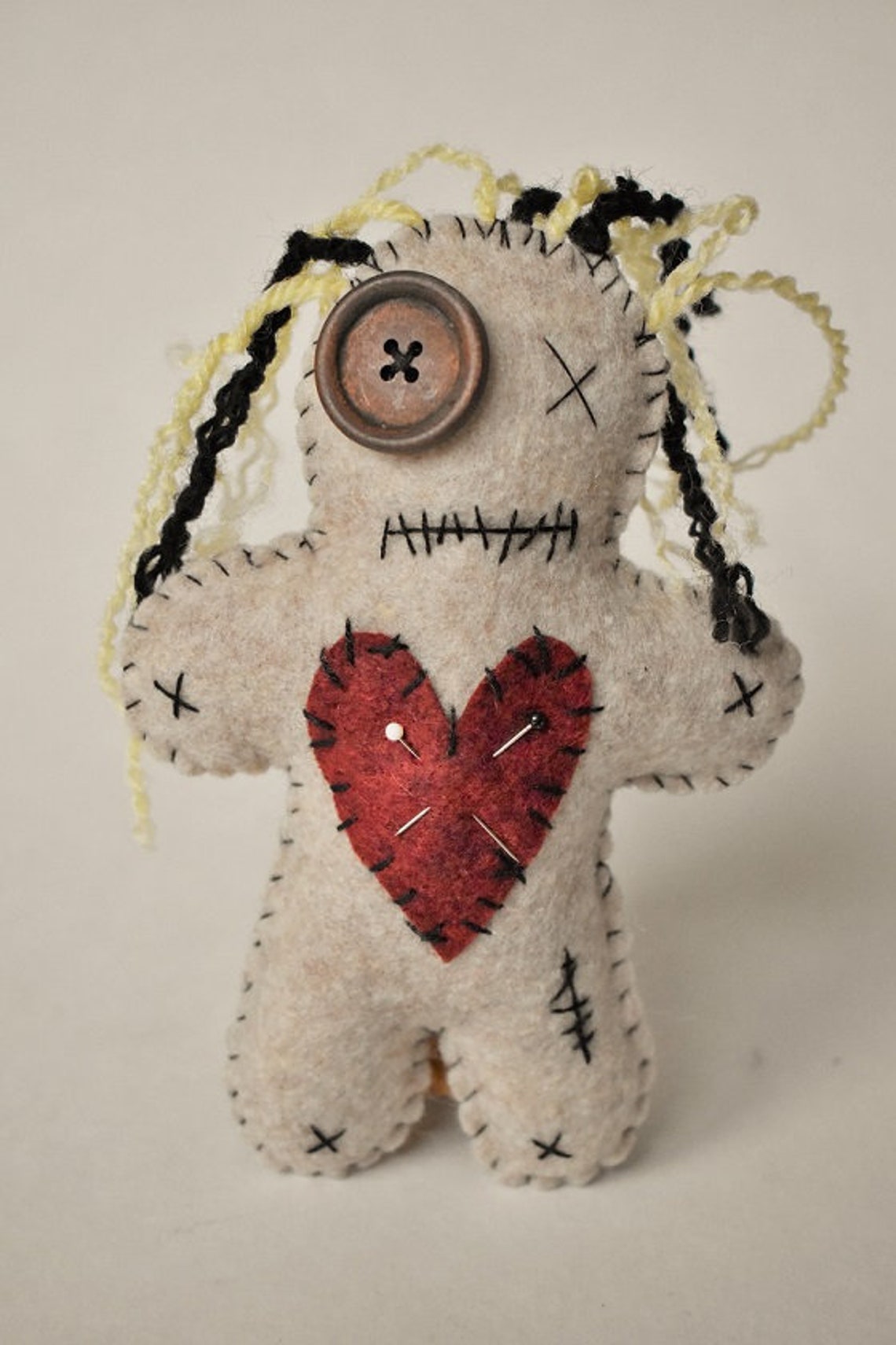 Voodoo Doll With Long Hair-voo Doo Doll-handmade Felt Voodoo - Etsy