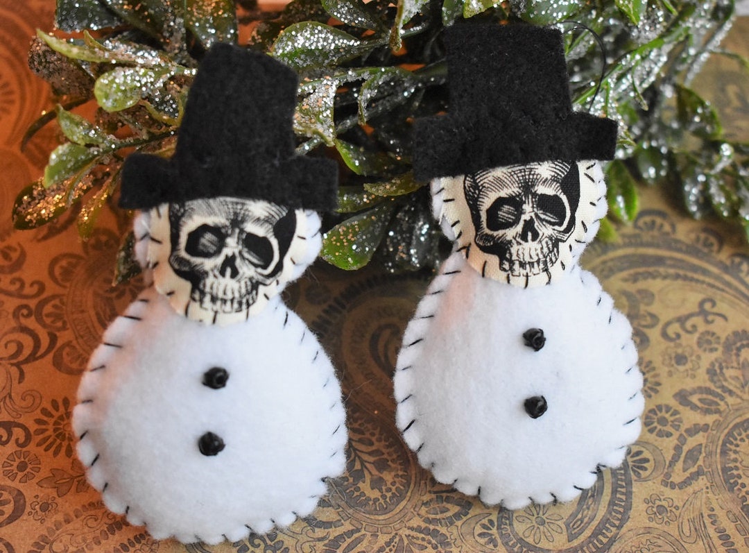 Skull Snowman Ornament Set-handmade Dark Christmas Ornaments-dark ...