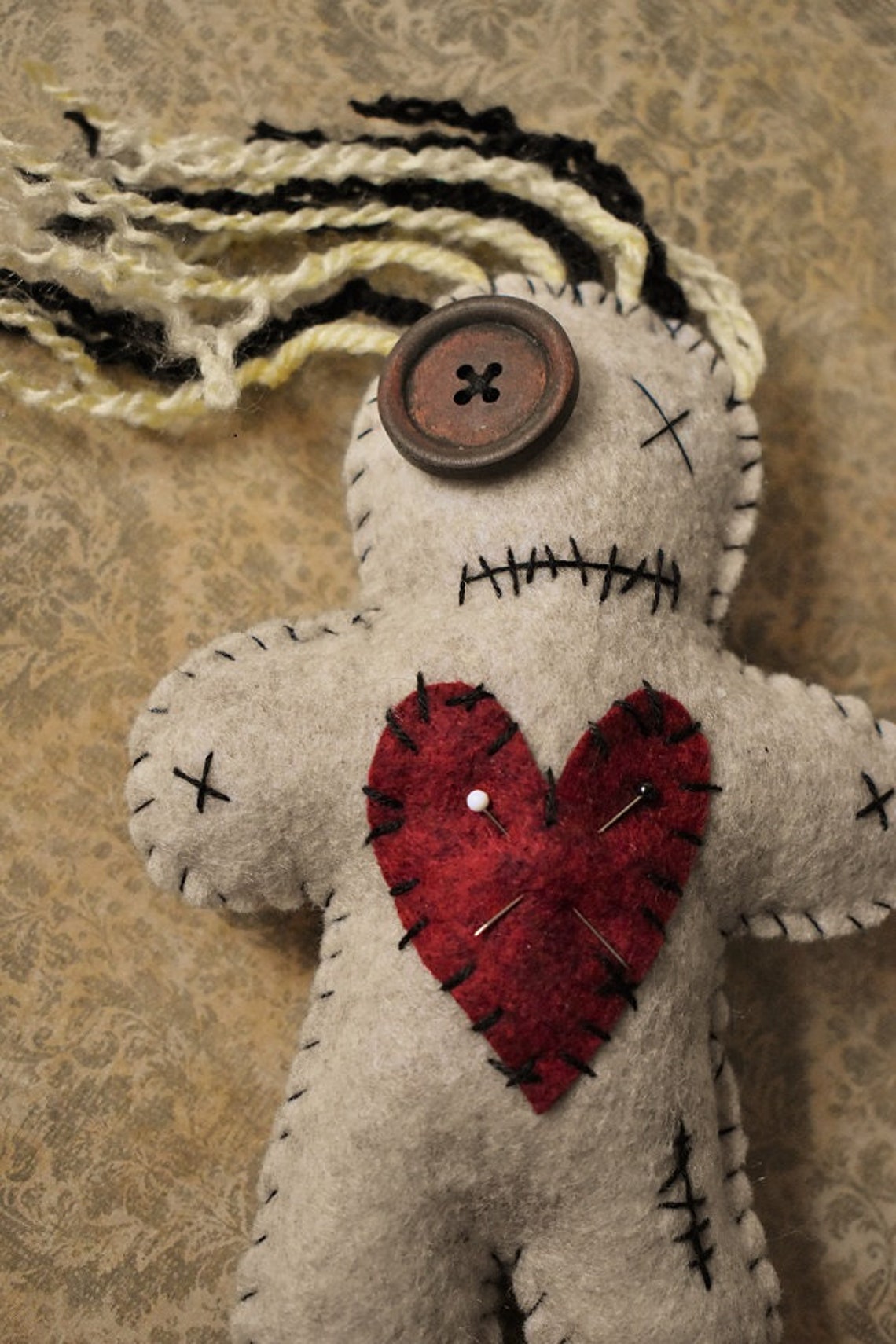 Voodoo Doll With Long Hair-voo Doo Doll-handmade Felt Voodoo - Etsy