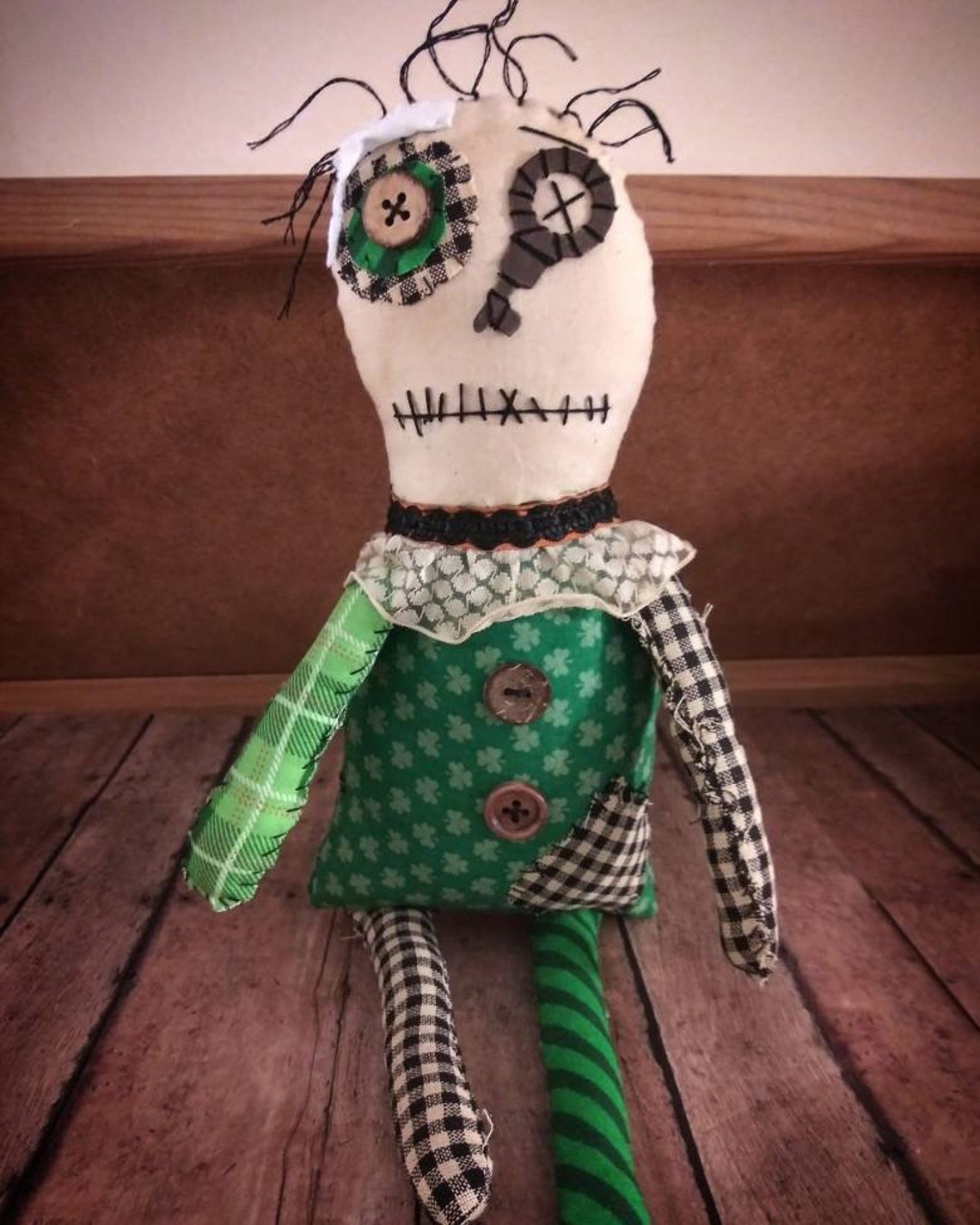 Shamrock Primitive Grungy Doll-monster Doll-st.patricks Day | Etsy