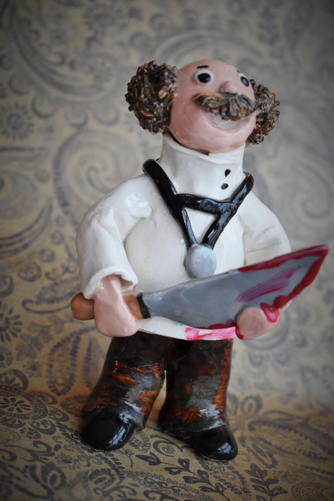 Clay Doctor Figurine-handmade Glazed Creepy Doctor-medical Decor ...