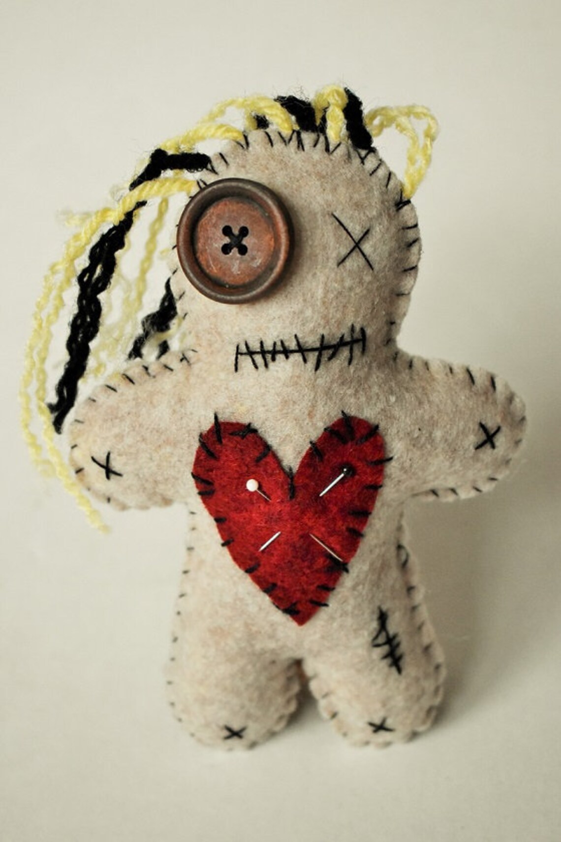 Voodoo Doll With Long Hair-voo Doo Doll-handmade Felt Voodoo - Etsy