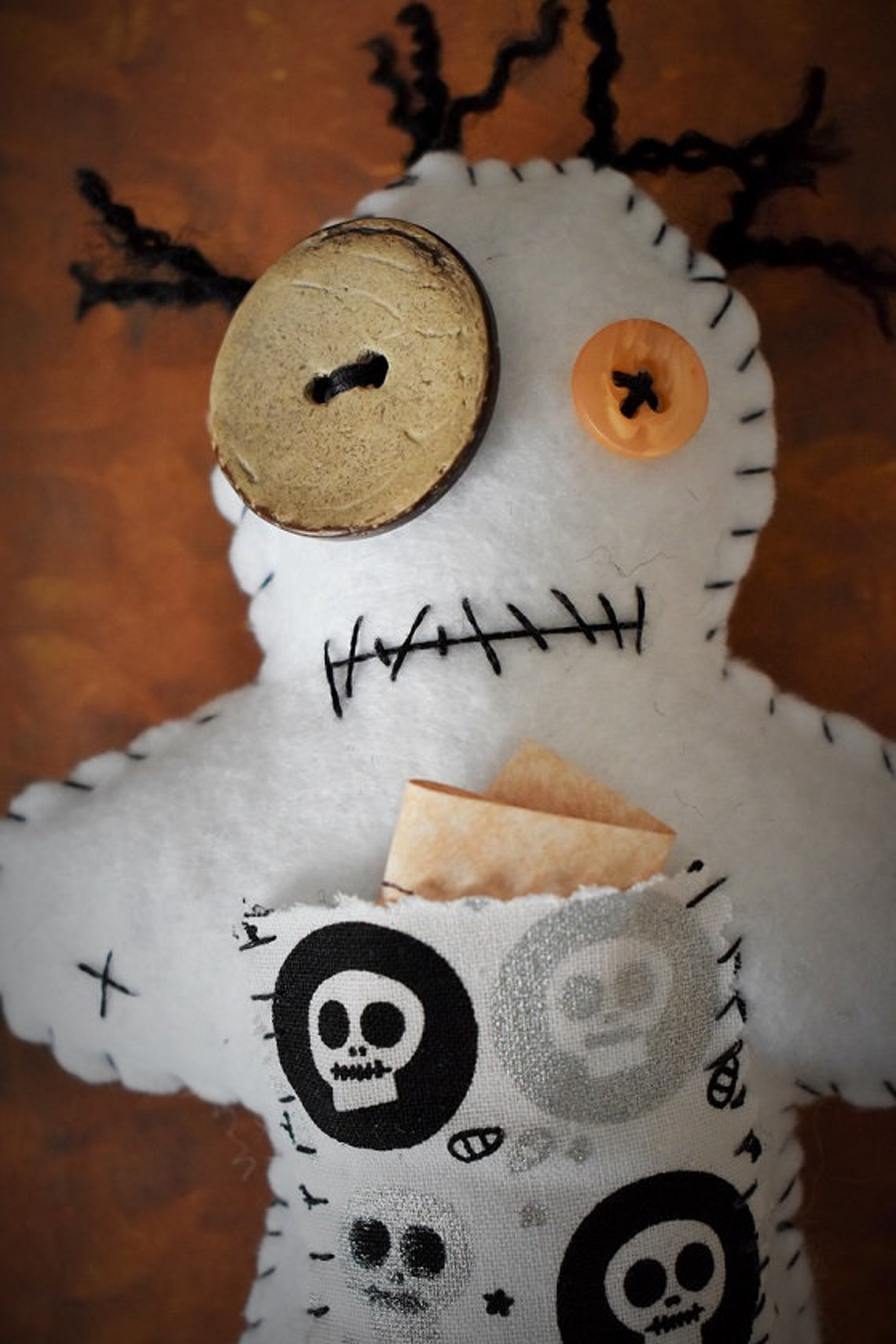Voodoo Doll With Pocket-skull Pocket Voodoo Doll-primitive - Etsy