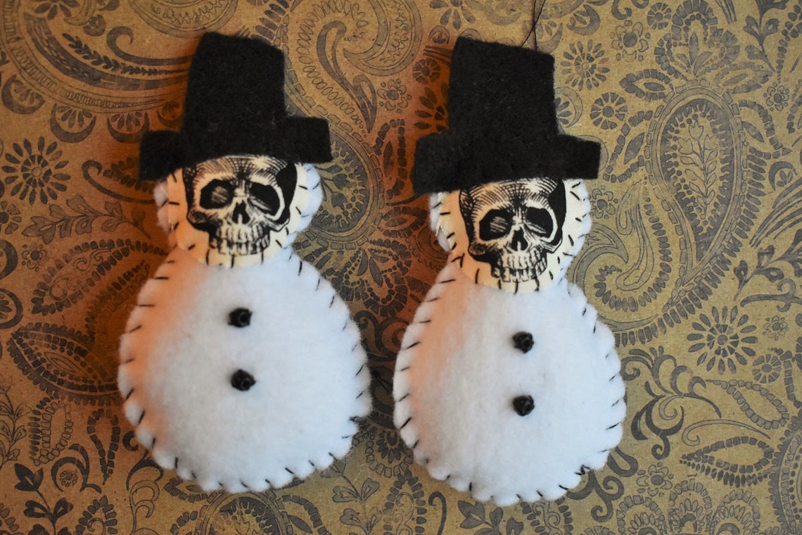 Skull Snowman Ornament Set-handmade Dark Christmas Ornaments-dark ...