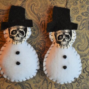 Skull Snowman Ornament Set-handmade Dark Christmas Ornaments-dark ...