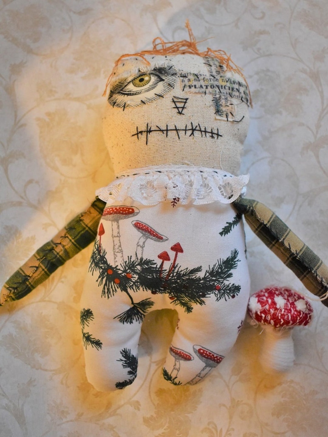 Mushroom Scrappy Doll-handmade Art Doll-cottage Core-woodland Decor-mushroom Gift - Etsy