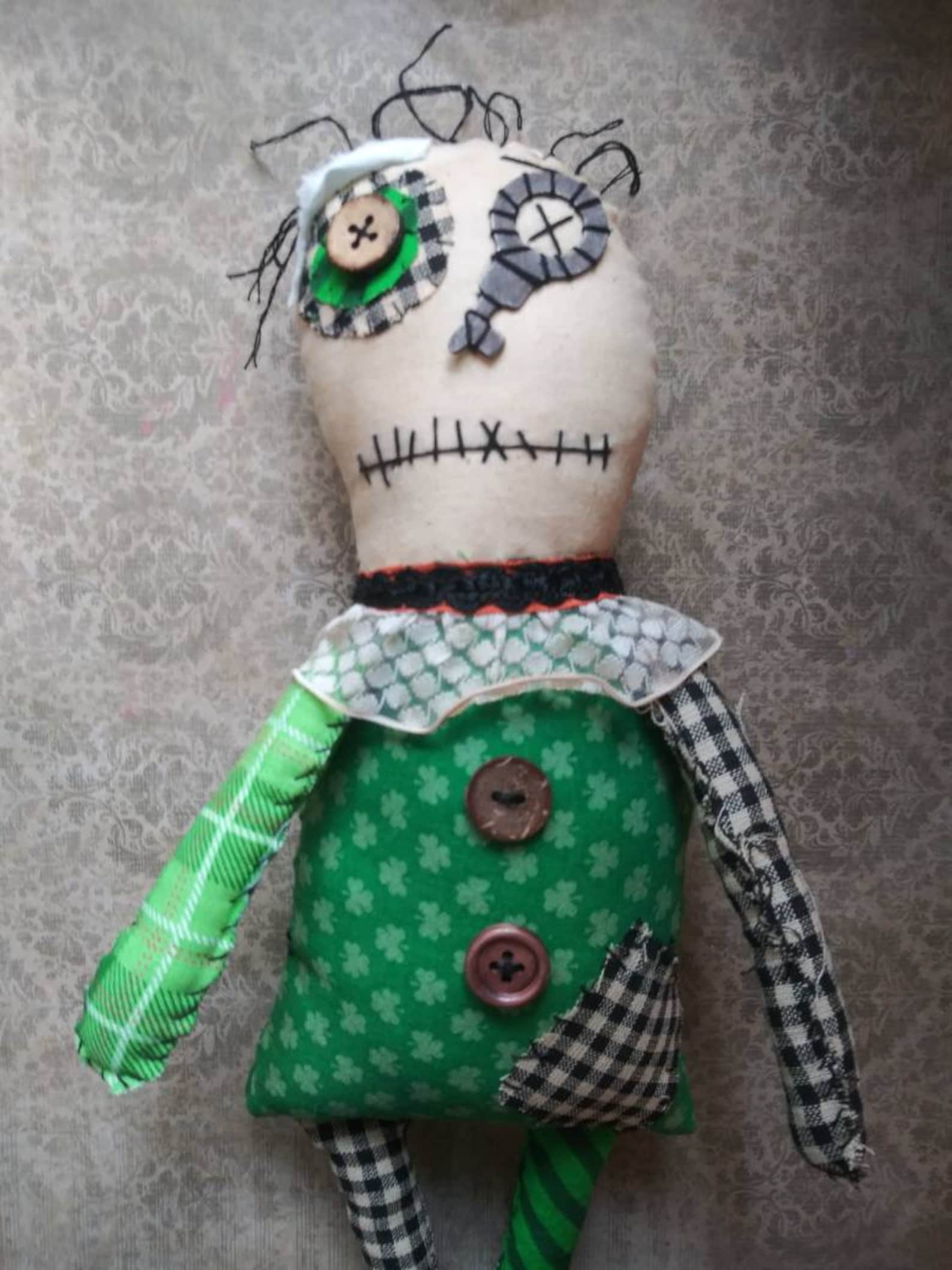 Shamrock Primitive Grungy Doll-monster Doll-st.patricks Day Doll-green ...