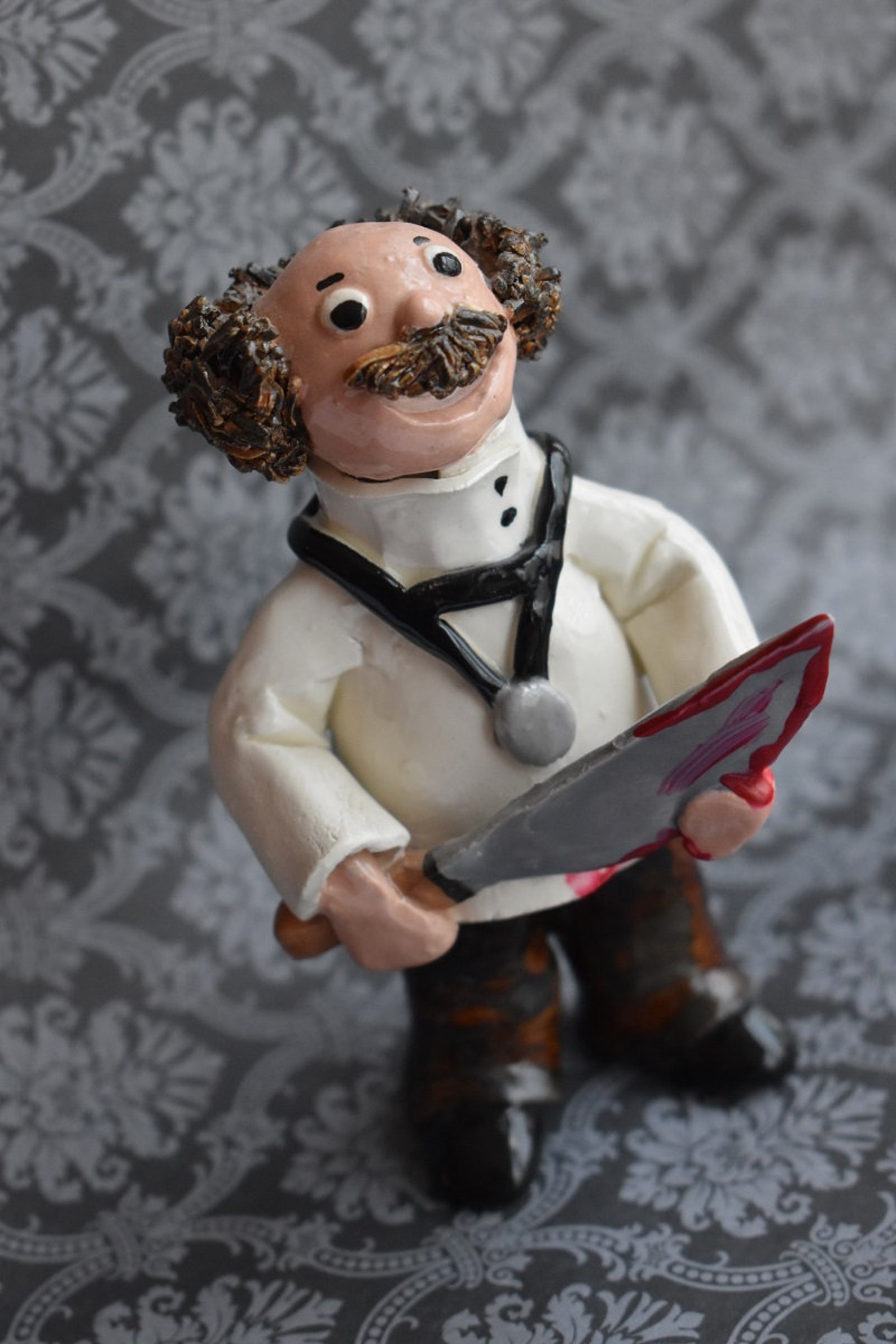 Clay Doctor Figurine-handmade Glazed Creepy Doctor-medical Decor ...