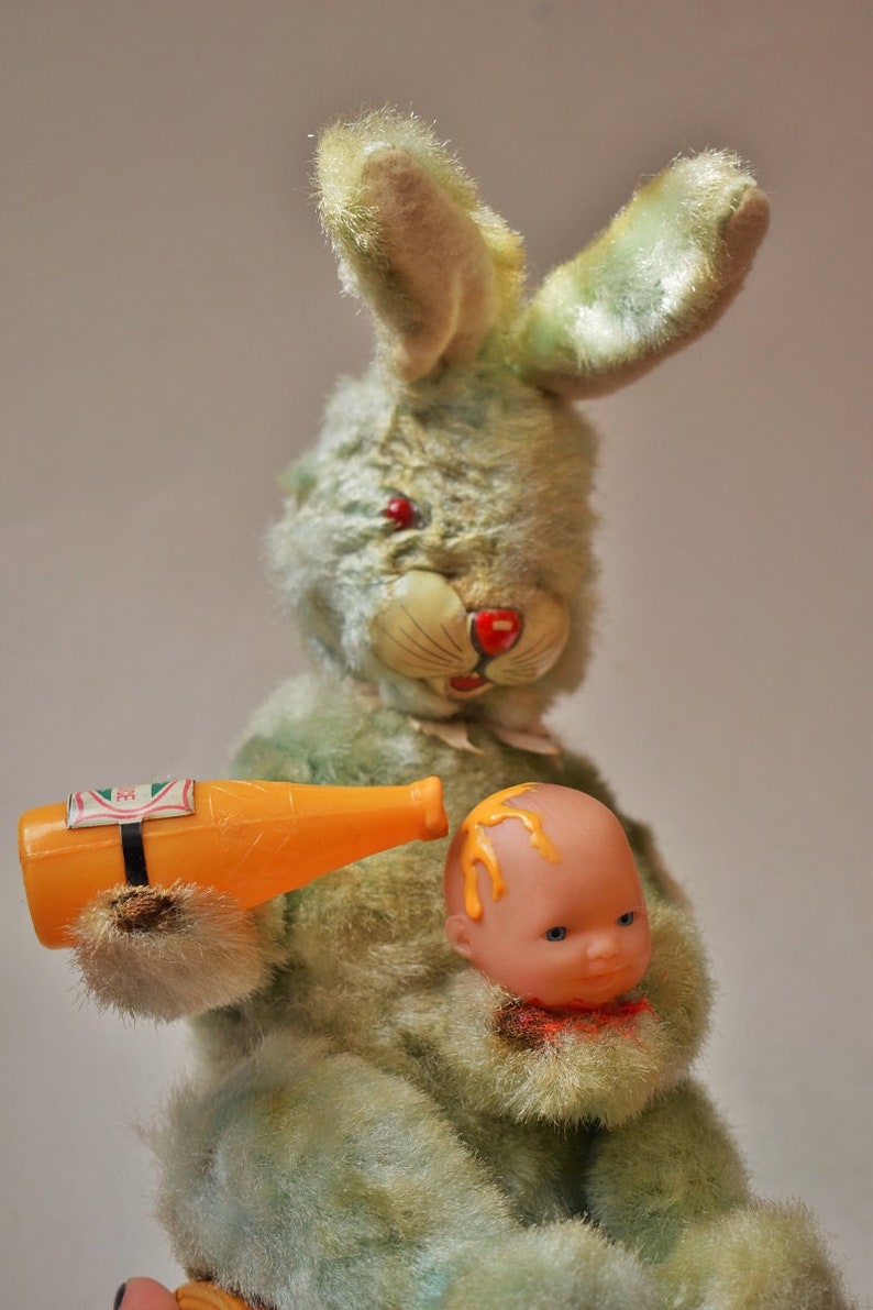 Creepy bunny Rabbit doll-Carrot juice-Vintage creepy | Etsy