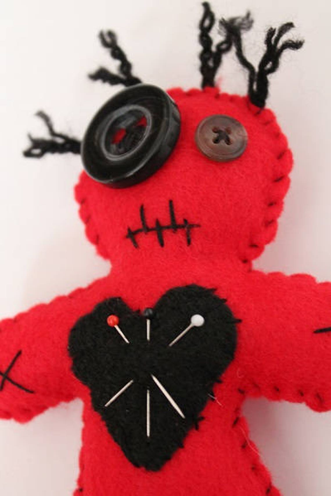 Voo Doo Doll-red Black Heart Voodoo Doll-voodoo Plush-handmade Felt ...