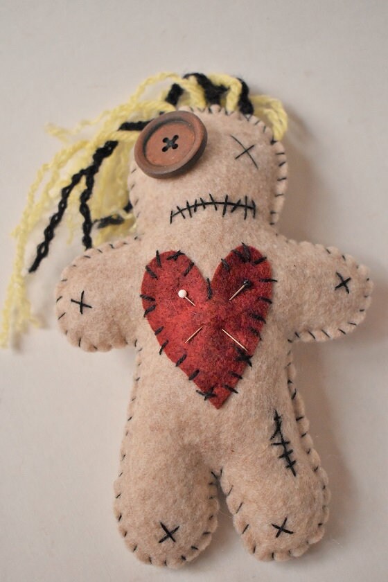 Voodoo Doll With Long Hair-voo Doo Doll-handmade Felt Voodoo Doll With ...