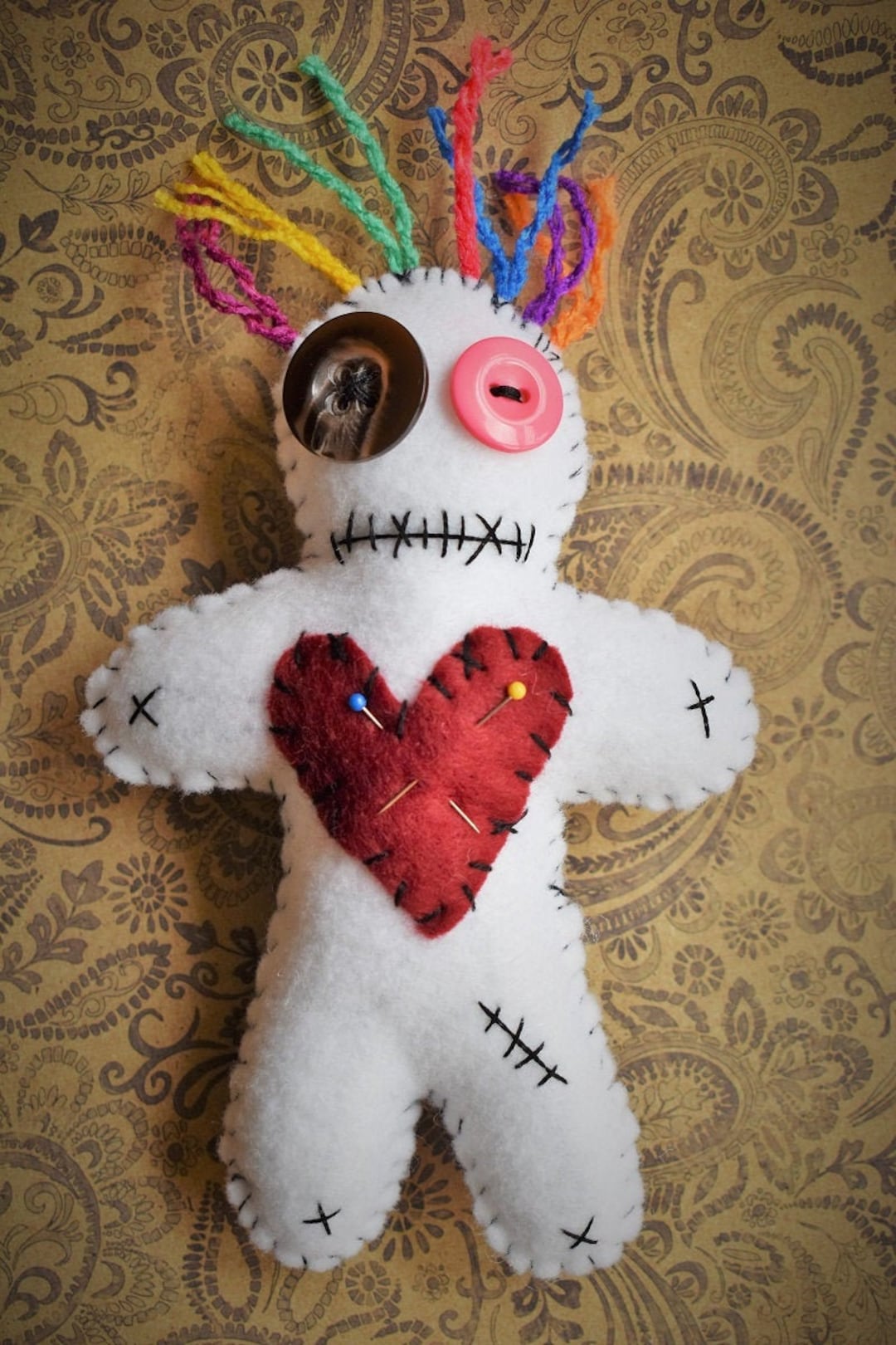 Rainbow Hair Voodoo Doll-voodoo Doll-voodoo Plush-handmade Felt Creepy ...