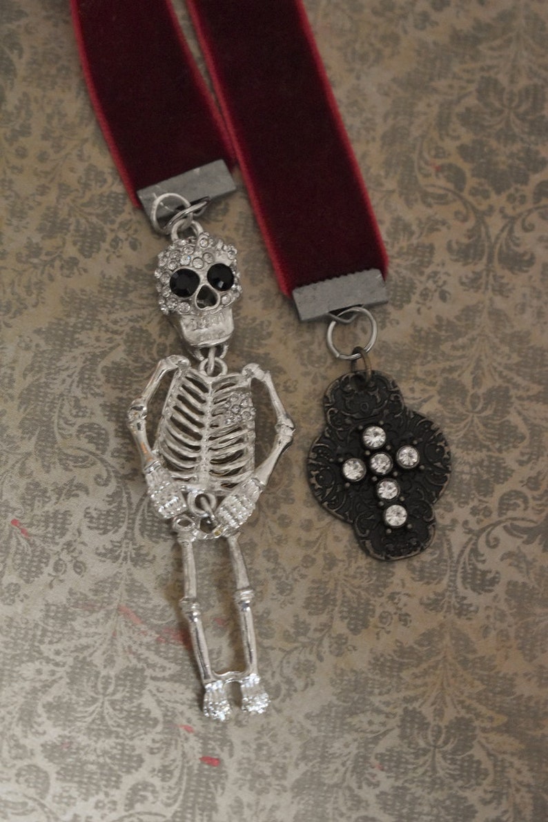 Skeleton Velvet Bookmark-bones-gothic Bookmark-dark Decor-book - Etsy