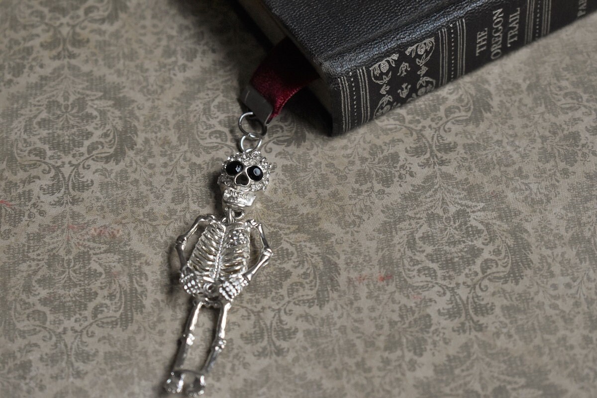 Skeleton Velvet Bookmark-bones-gothic Bookmark-dark Decor-book - Etsy