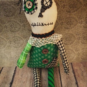 Shamrock Primitive Grungy Doll-monster Doll-st.patricks Day Doll-green ...