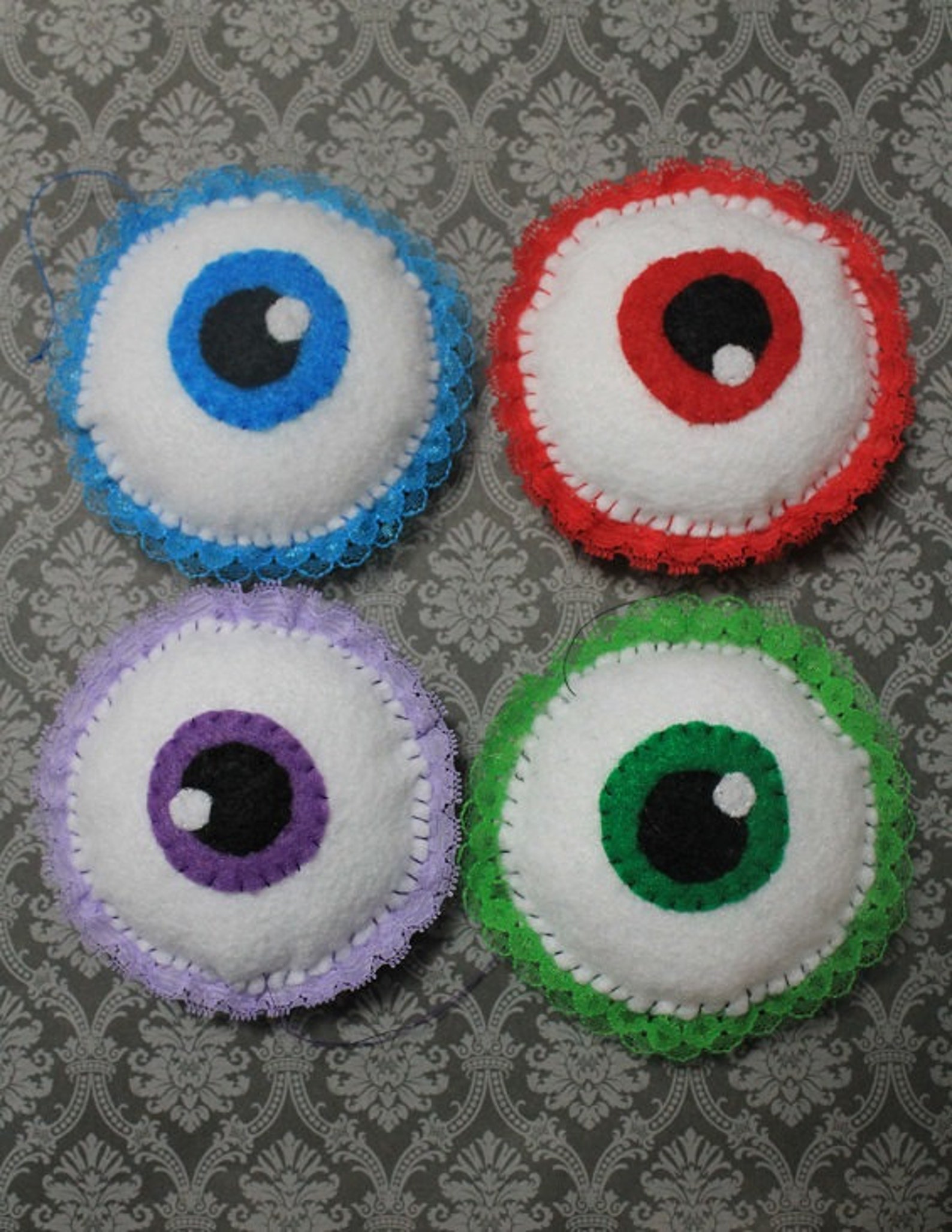 Felt Eyeball Ornaments-lacy Eyeballs-handmade Felt Eyeballs-gothic ...