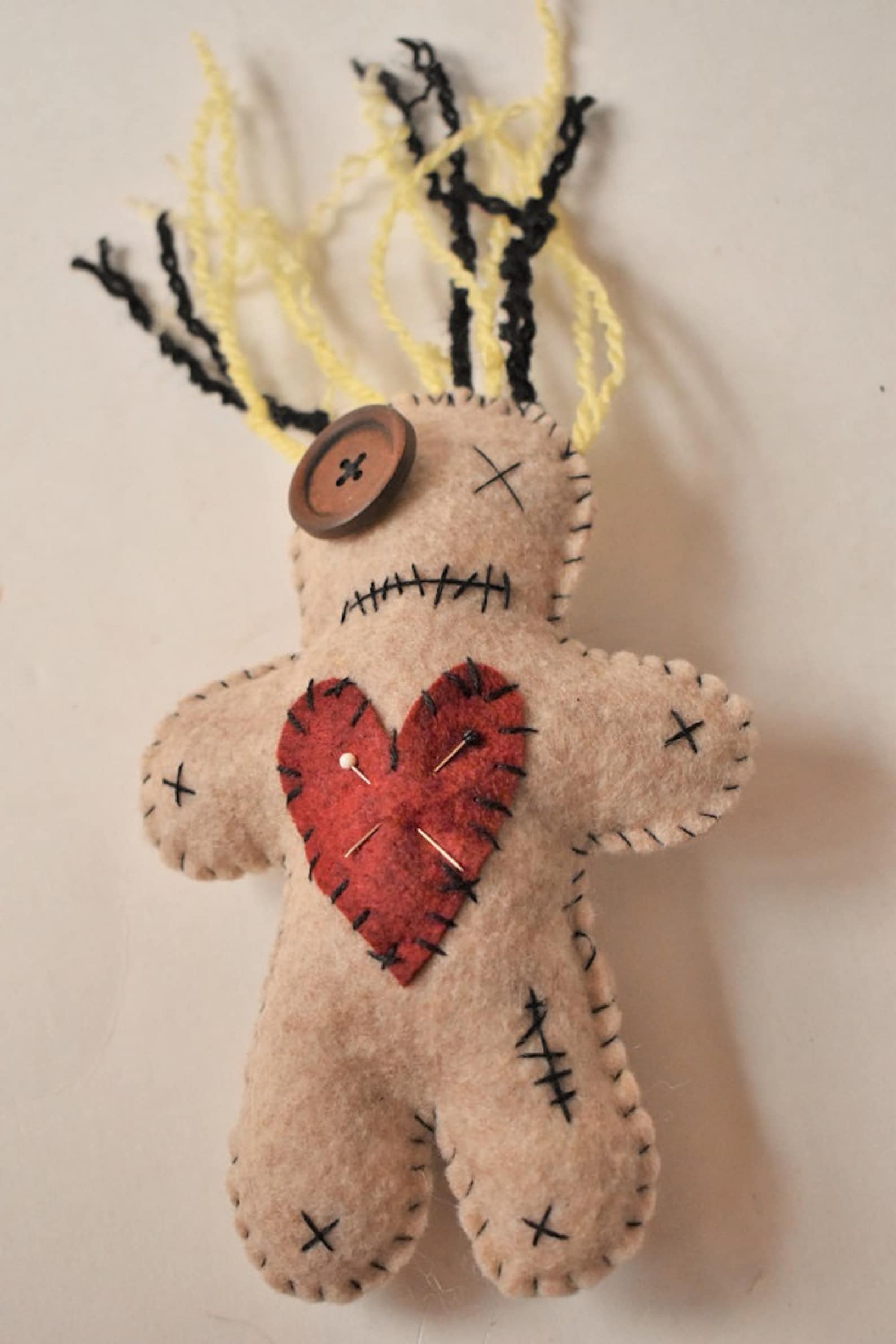 Voodoo Doll With Long Hair-voo Doo Doll-handmade Felt Voodoo - Etsy